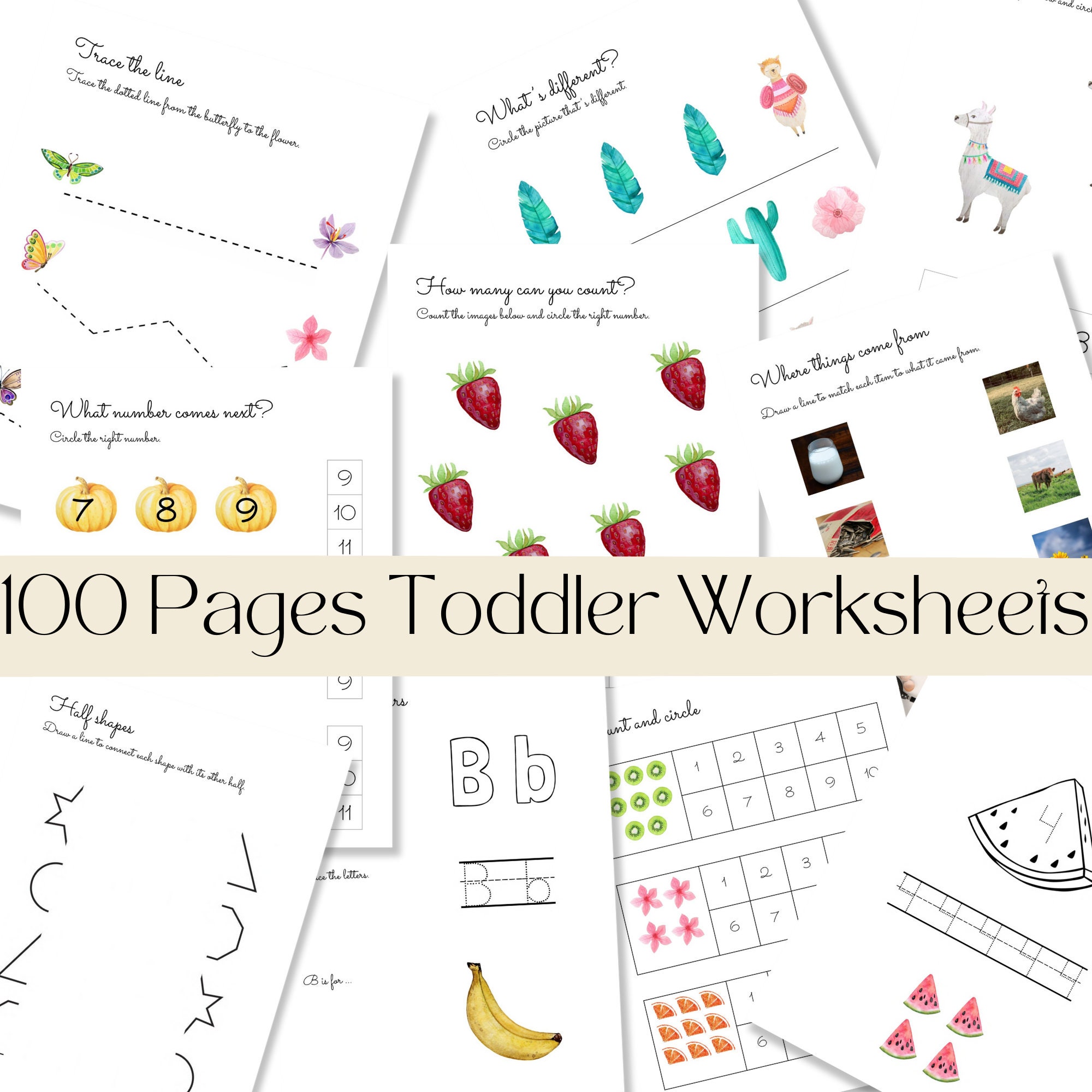 Printable Toddler Worksheets Toddler Workbook Instant Download ...