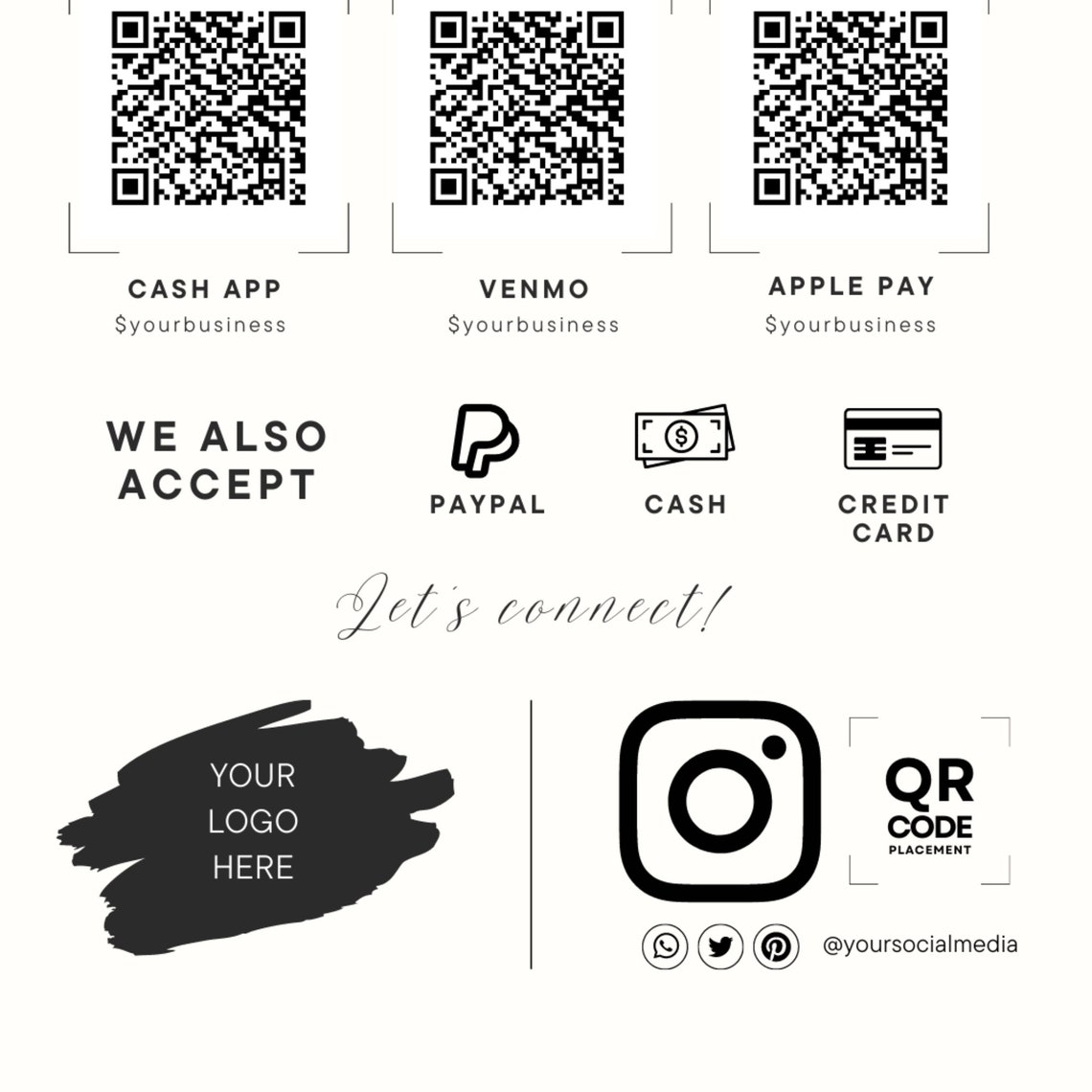 Editable QR Code Sign Scan to Pay Template Payment Sign - Etsy