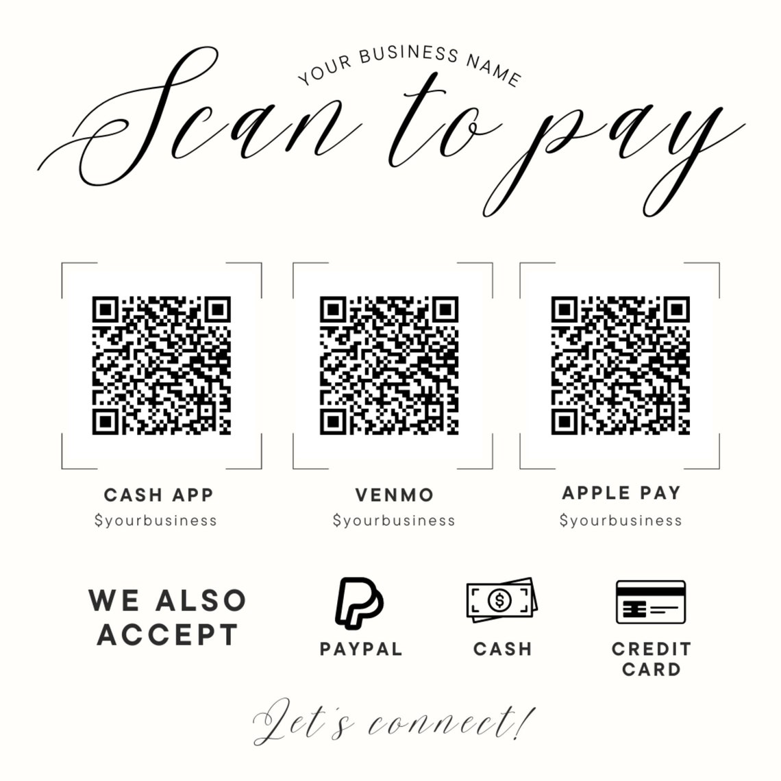 Editable QR Code Sign Scan to Pay Template Payment Sign - Etsy