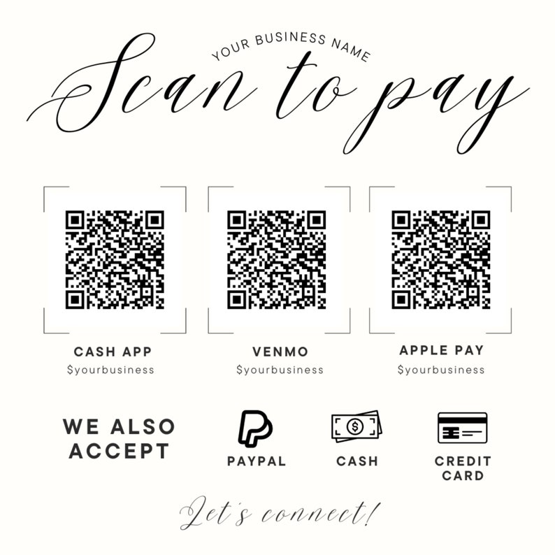 Editable QR Code Sign Scan to Pay Template Payment Sign Printable QR ...