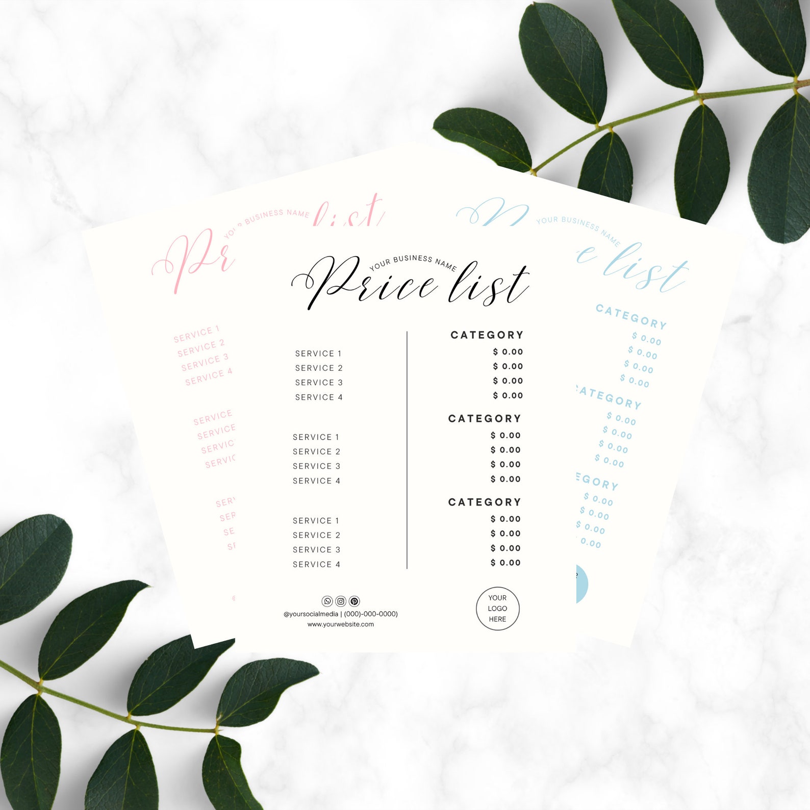 Price List Template Salon Price List Editable Canva Template Beauty ...