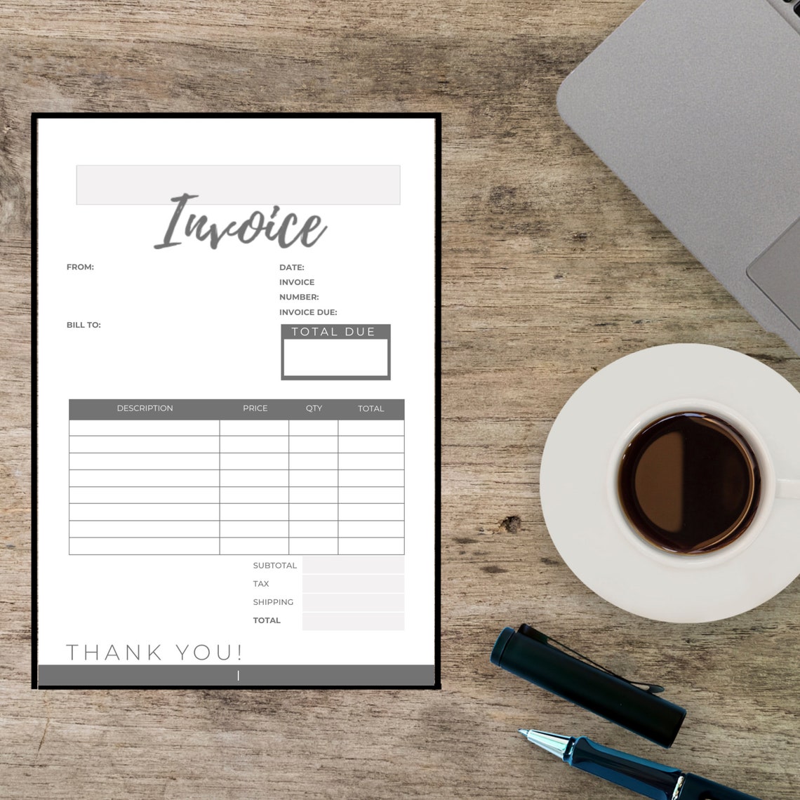 Invoice Template Printable and Editable Invoice PDF WORD Custom Order ...
