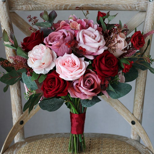 Dusty Pink Bridal Bouquet Classic Wedding Rose Bouquet | Etsy