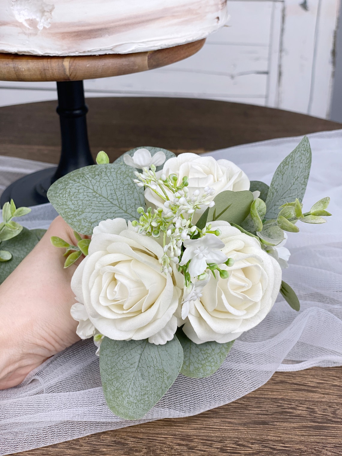 Set of 2 Wedding Cake Topper Floral Cake Decoration Cake - Etsy