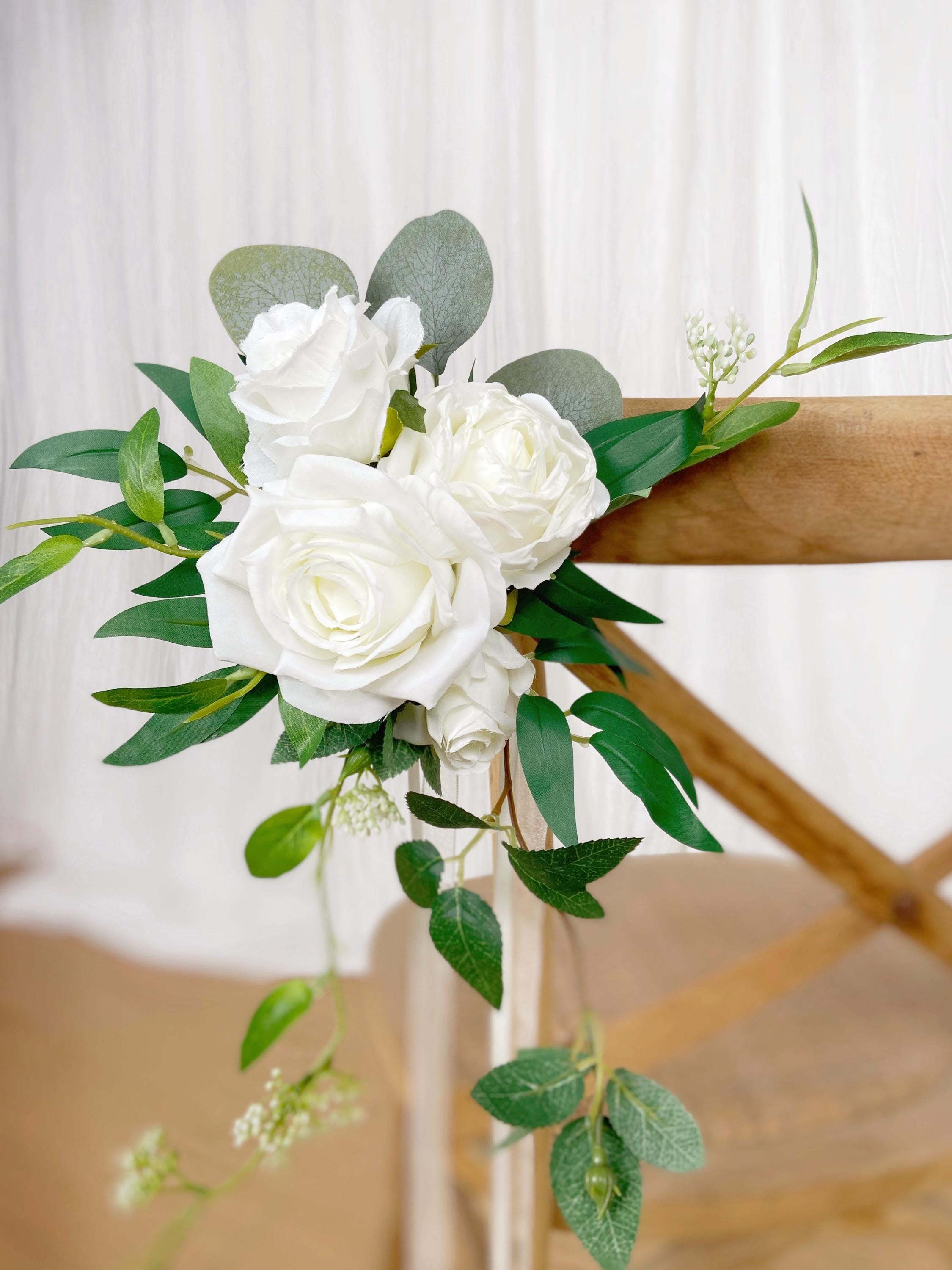 Classic White Chair Swag, Draping Wedding Chair Decoration, Aisle ...