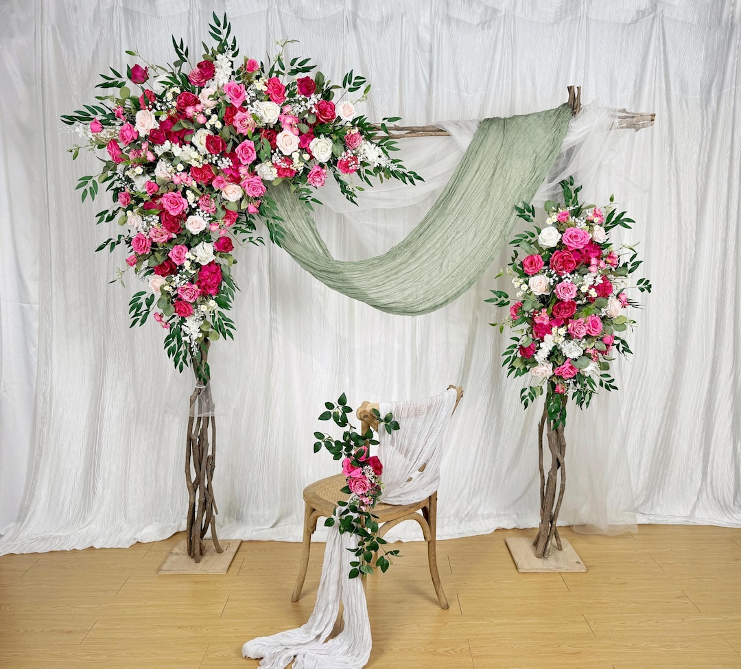 Fuchsia, Bright Pink Flower Arch for Wedding, Wedding Swag, Wedding ...