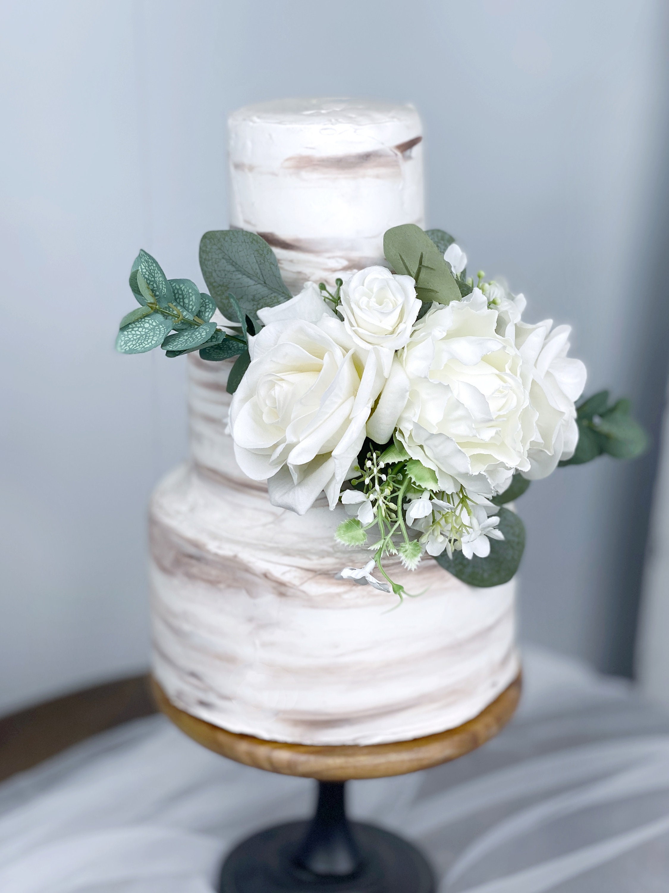 White Wedding Cake Topper Floral Cake Decoration Cake Topper - Etsy