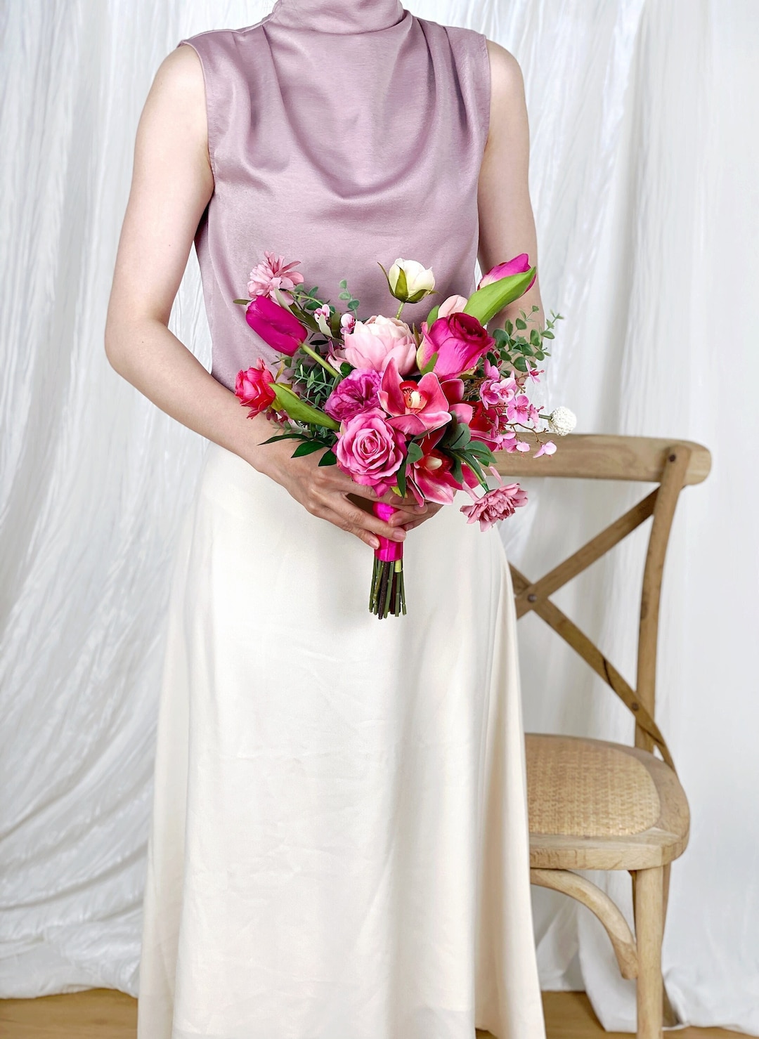 Fuchsia Bouquet, Hot Pink Wedding Bouquet, Boho Flower Bouquet, Bouquet ...