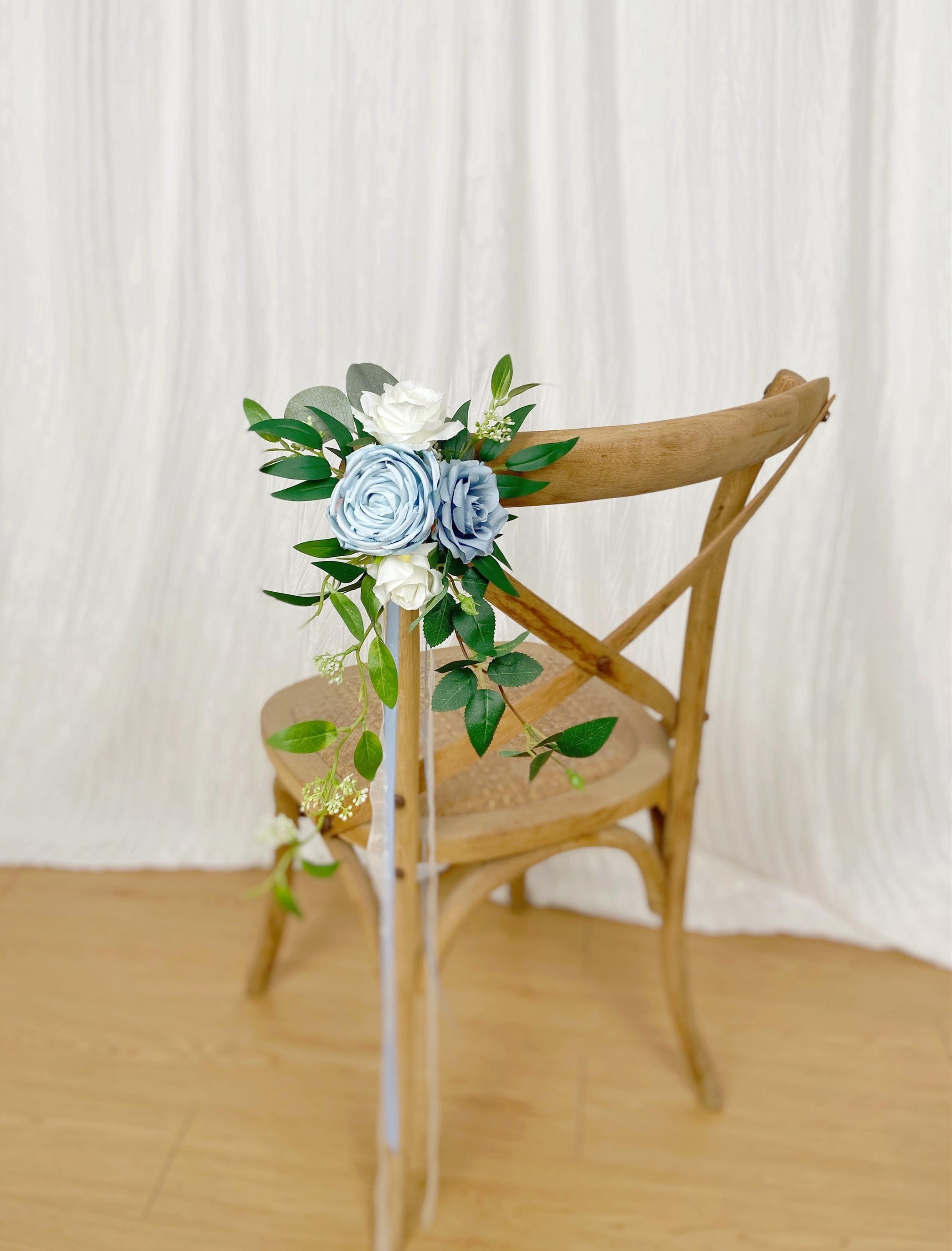 Dusty Blue Rose Chair Swag, Wedding Aisle Decoration - Etsy