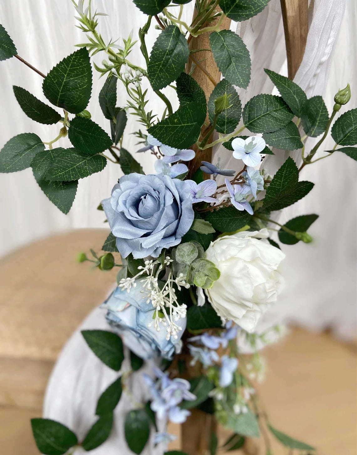 Dusty Blue Rose Chair Swag, Wedding Aisle Decoration - Etsy