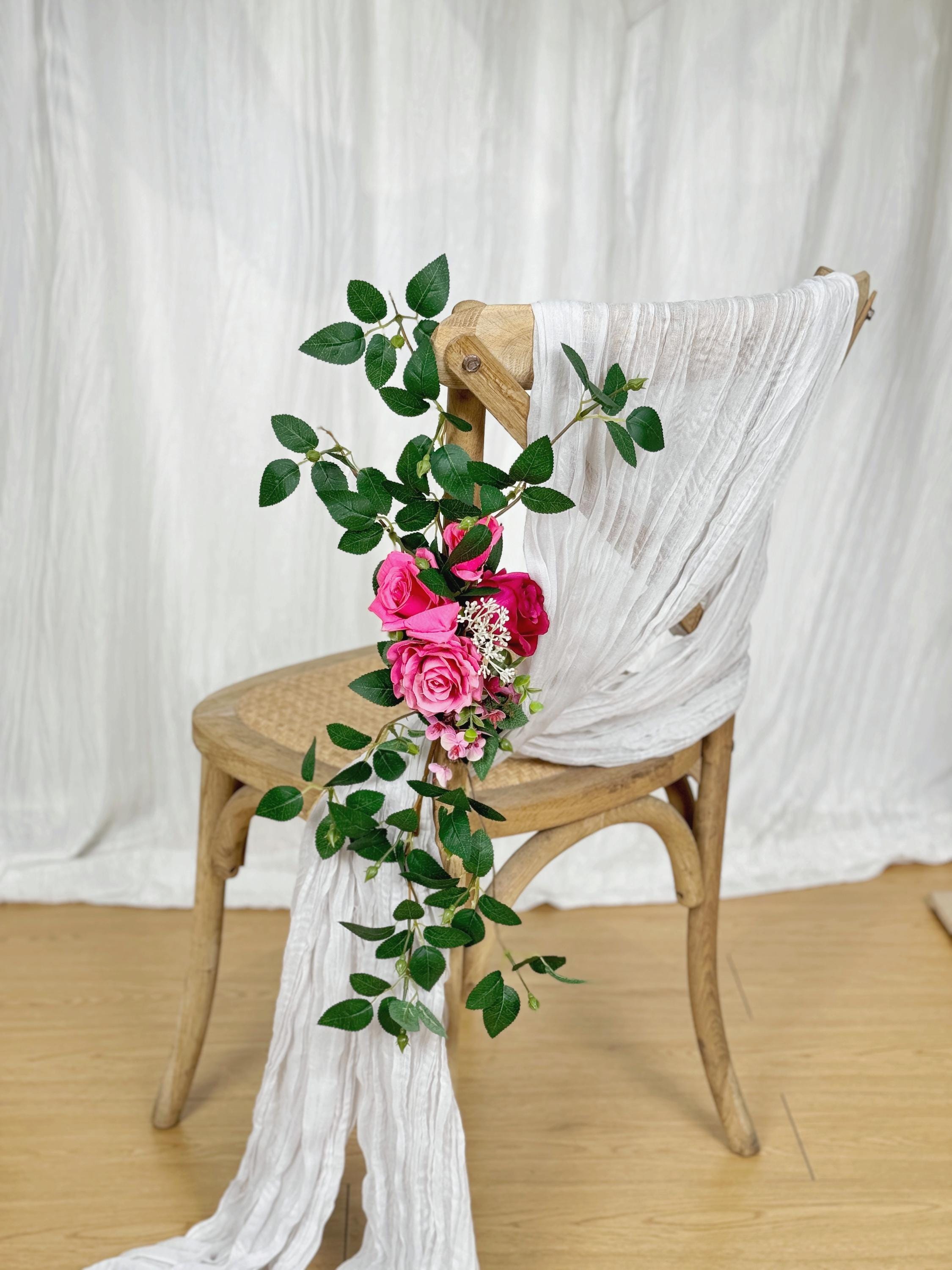 Fuchsia Rose Chair Swag, Wedding Aisle Decoration - Etsy