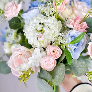 Boho Bridal Bouquet, Blush Pink and Blue Wedding Bouquet, Wedding ...
