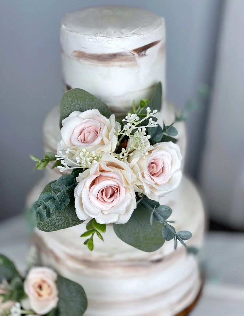 Set of 2 Wedding Cake Topper Floral Cake Decoration Cake - Etsy