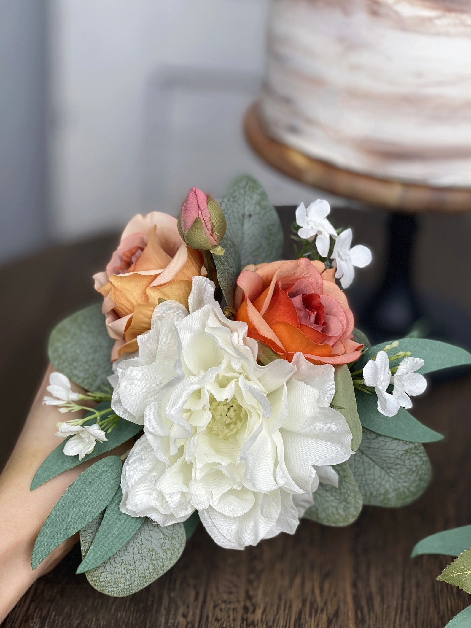 Terracotta Floral Wedding Cake Topper Set, Rustic Boho Decoration - Etsy