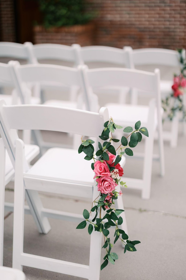 Fuchsia Rose Chair Swag, Wedding Aisle Decoration - Etsy