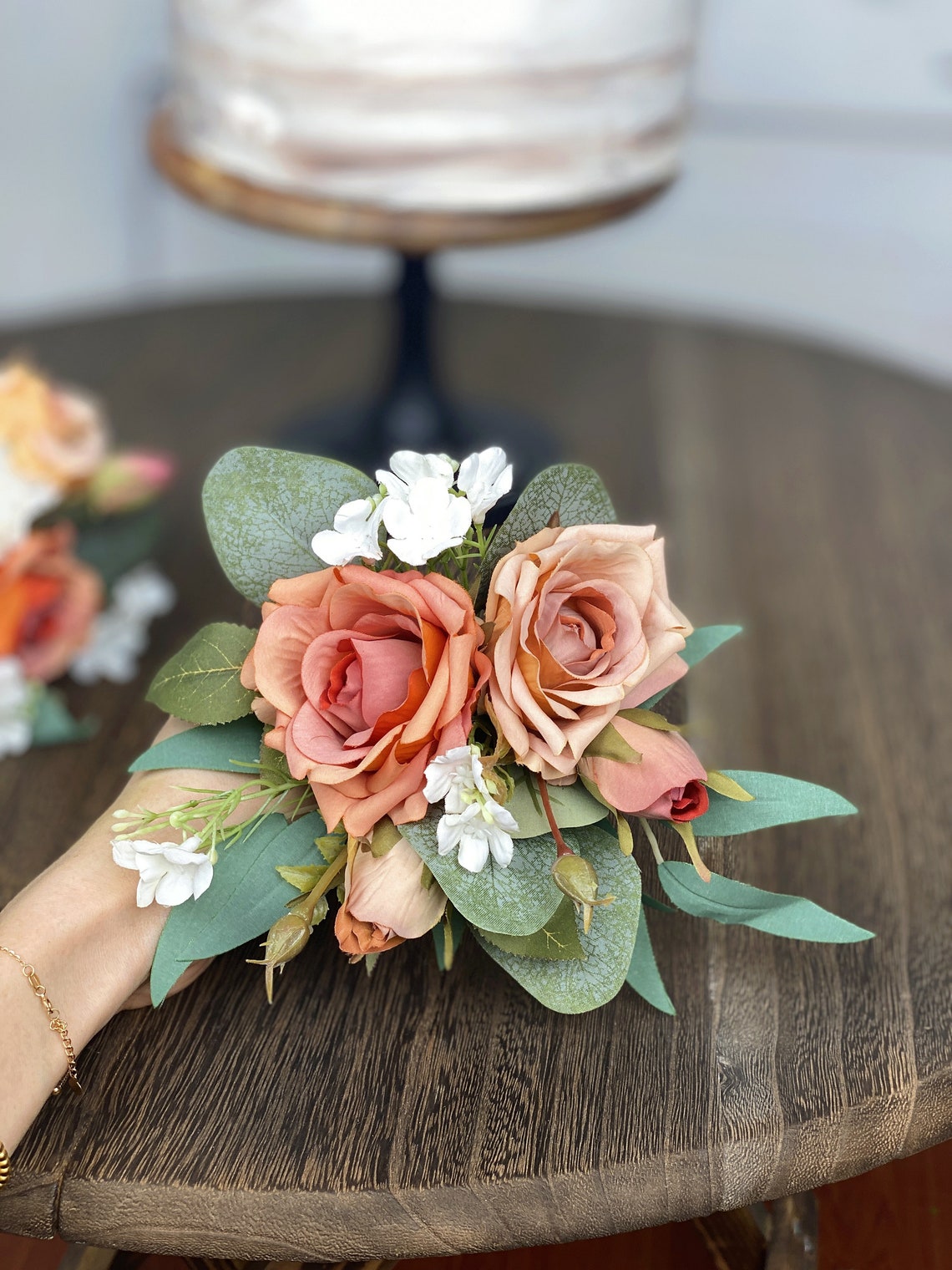 Set of 2 Wedding Cake Topper Floral Cake Decoration Cake - Etsy