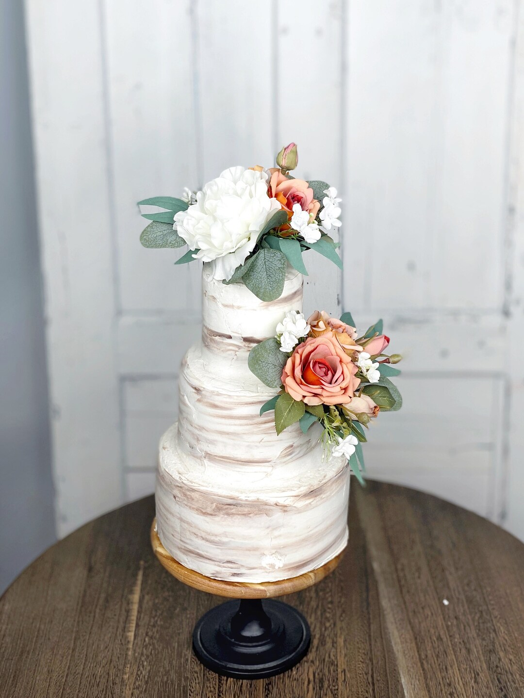 Terracotta Floral Wedding Cake Topper Set, Rustic Boho Decoration - Etsy