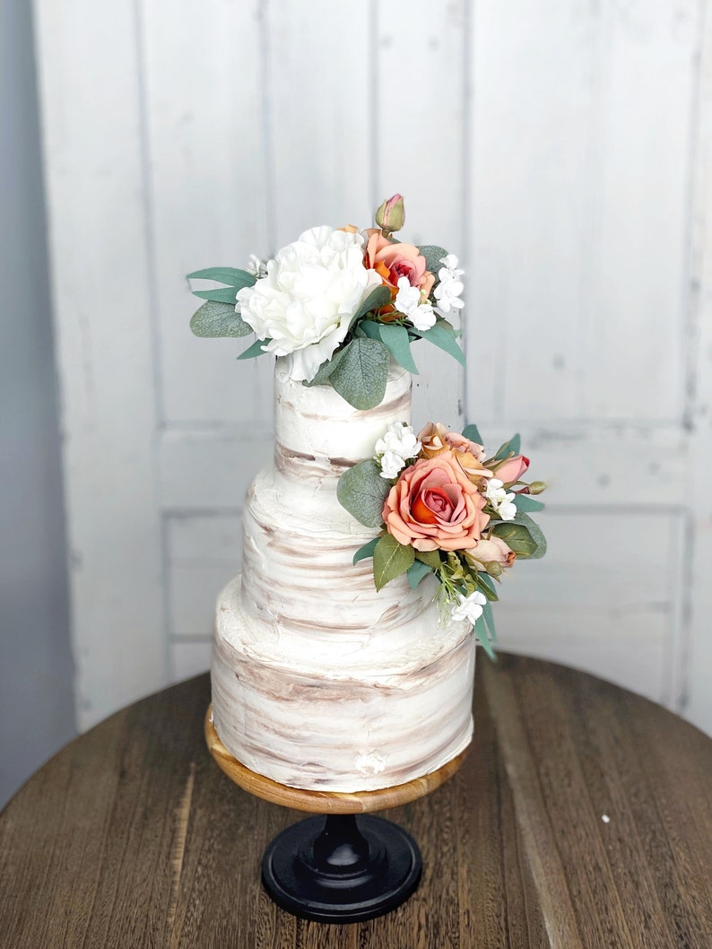 Set of 2 Wedding Cake Topper Floral Cake Decoration Cake - Etsy