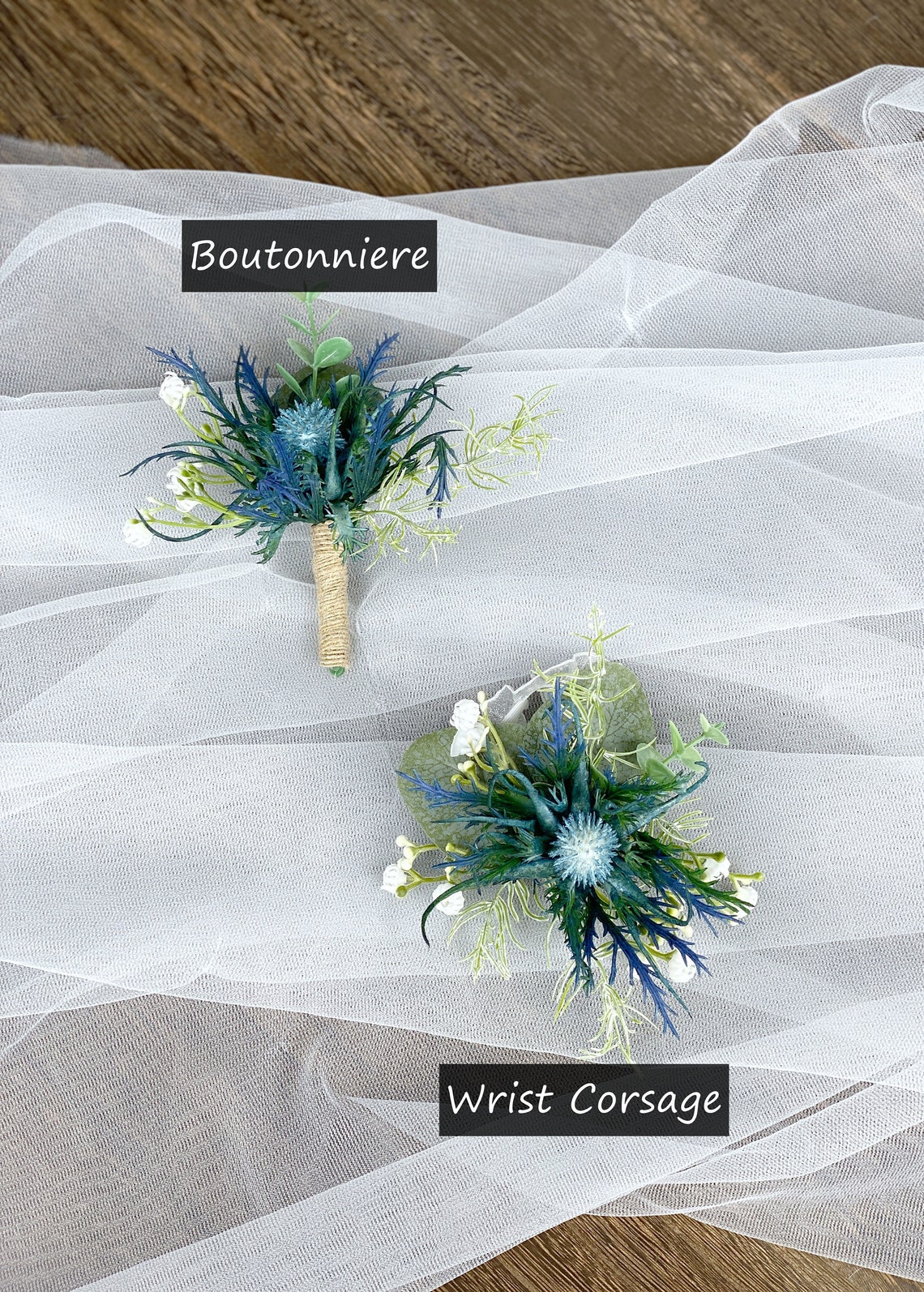 Blue Thistle Wedding Bouquet Dusty Blue Bridal Bouquet - Etsy