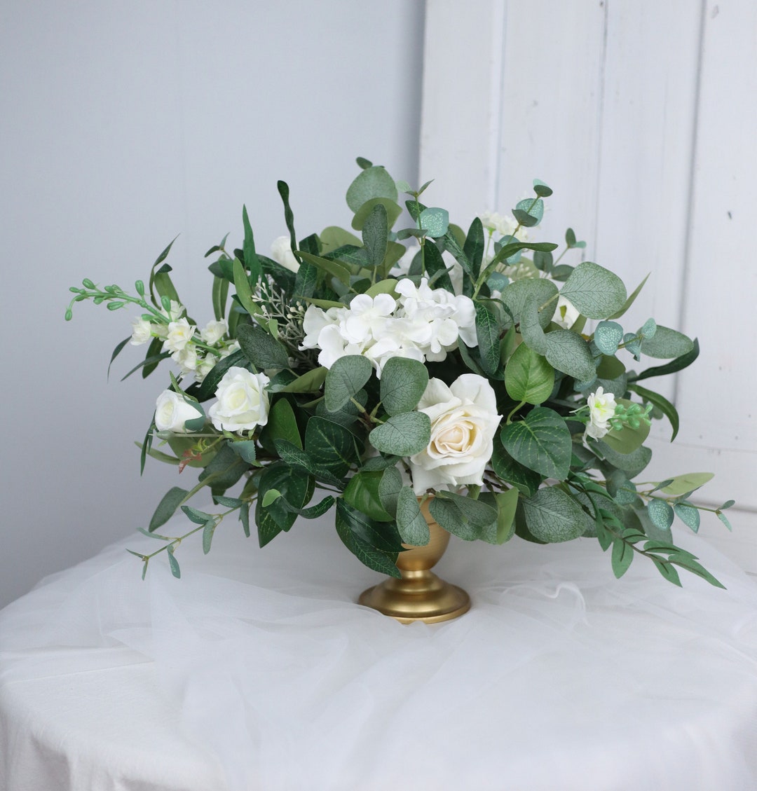 White Wedding Centerpiece for Table, Rustic Wedding Table Centerpiece ...