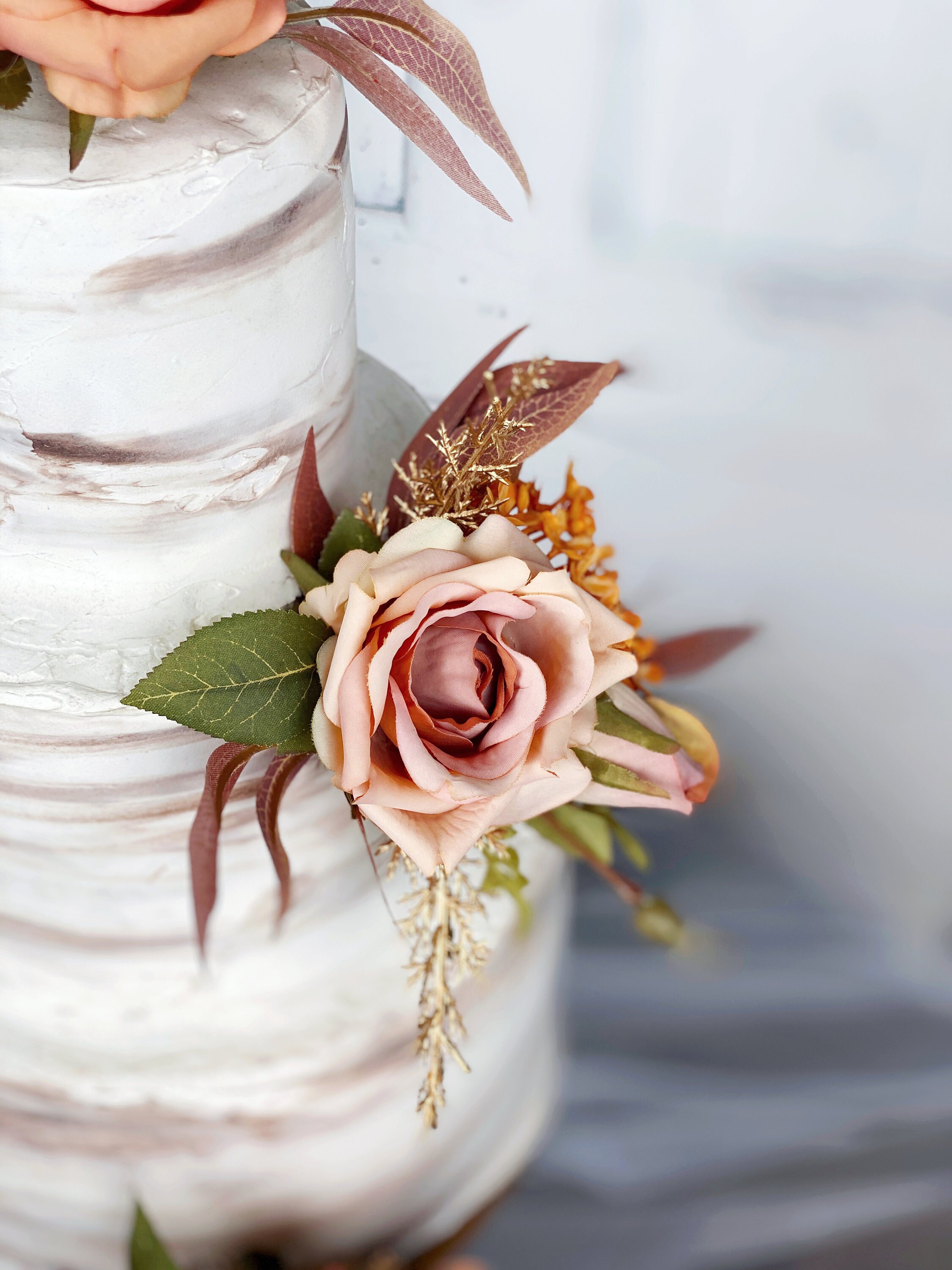 Set of 3 Wedding Cake Topper Floral Cake Decoration Cake - Etsy