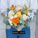 Orange, Peach and Blue Boho Wedding Bouquet, Classic Bridal Bouquet ...