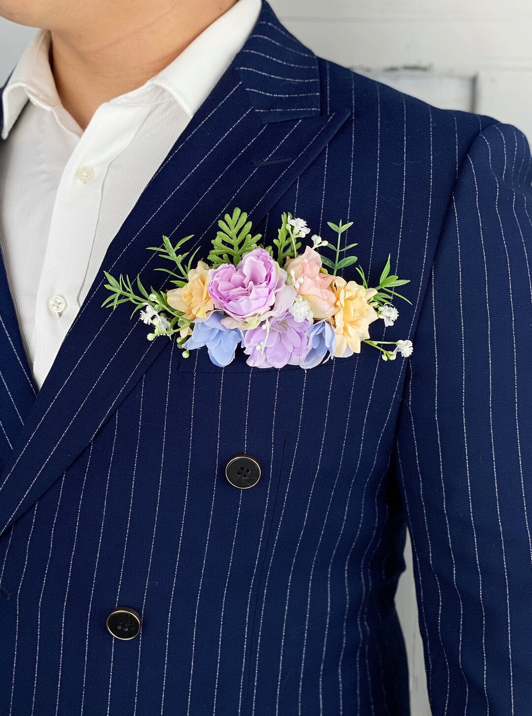 Spring Color Pocket Boutonniere for Men, Stylish Boutonniere for Groom ...