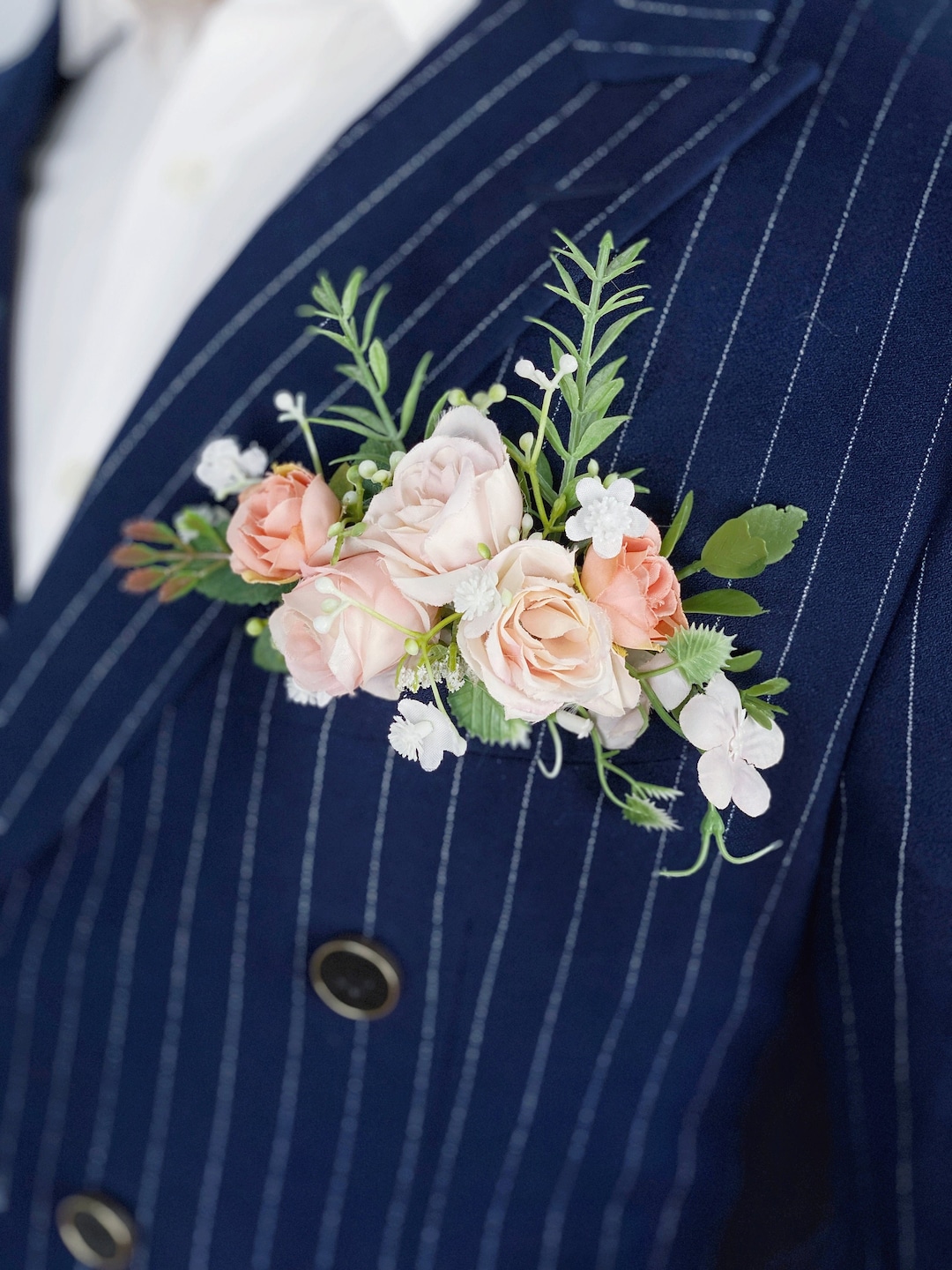 Dusty Pink Silk Flower Boutonniere, Rustic Groom Wedding Accessory - Etsy
