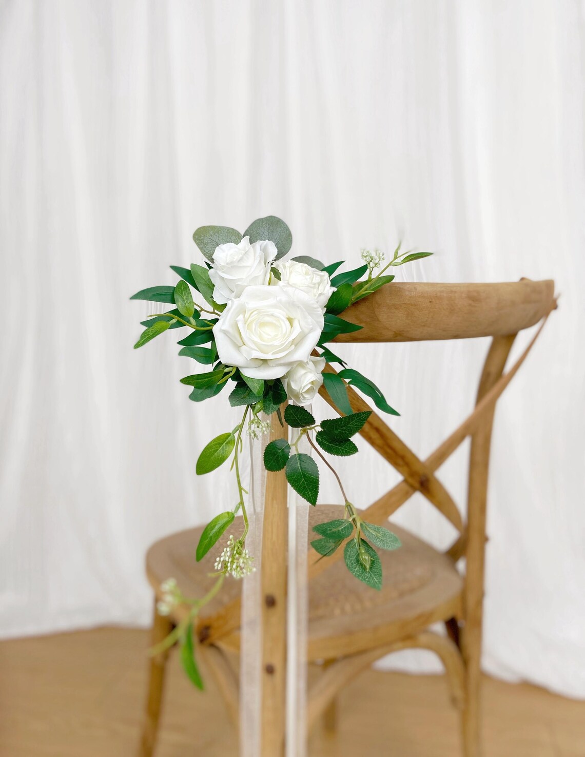 Classic White Chair Swag, Draping Wedding Chair Decoration, Aisle ...