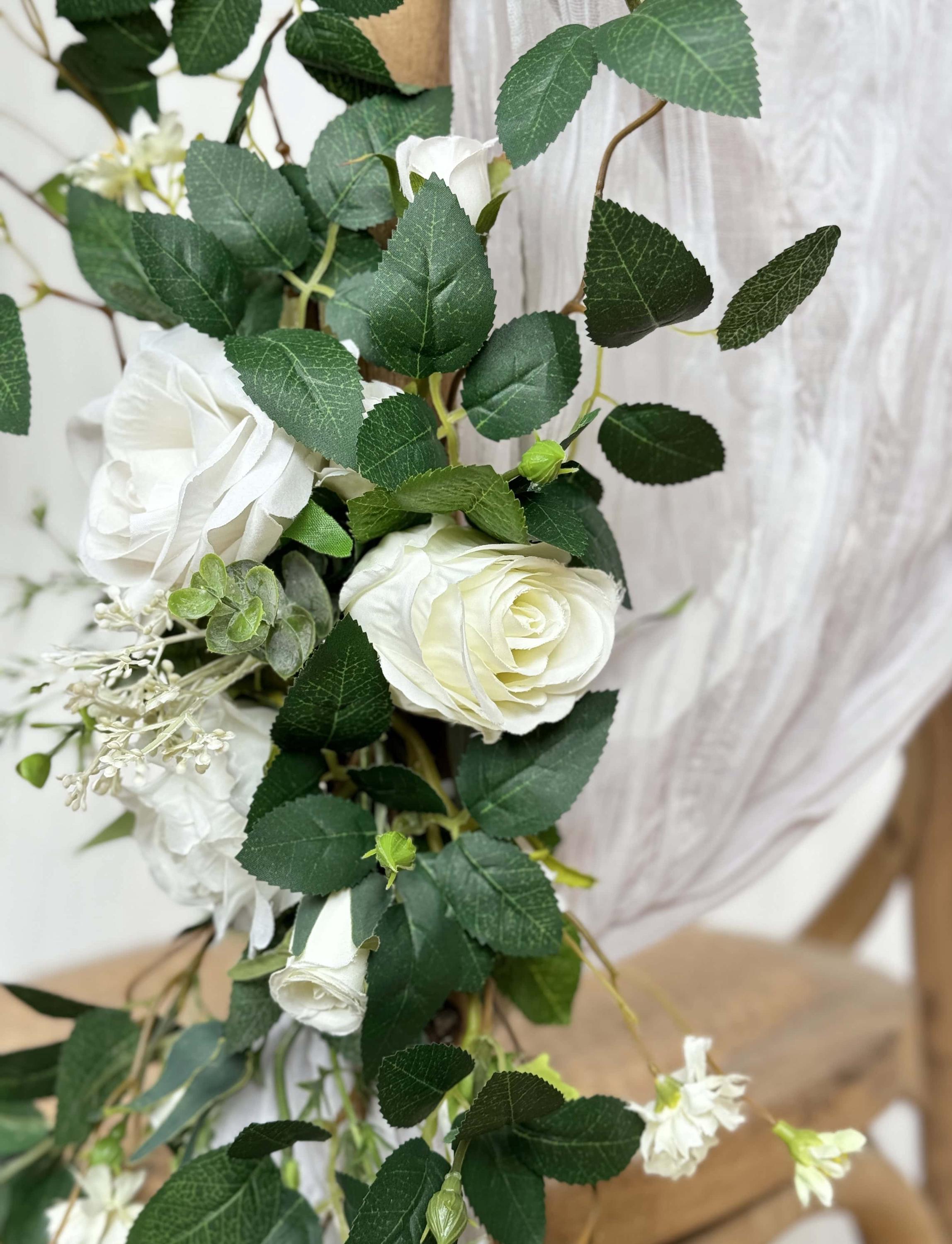 White Chair Swag, Greenery Chair Decoration, Aisle Flowers, Aisle ...