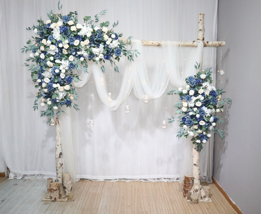 Dusty Blue Flower Arch for Wedding, Dusty Blue Wedding Corner Swag ...