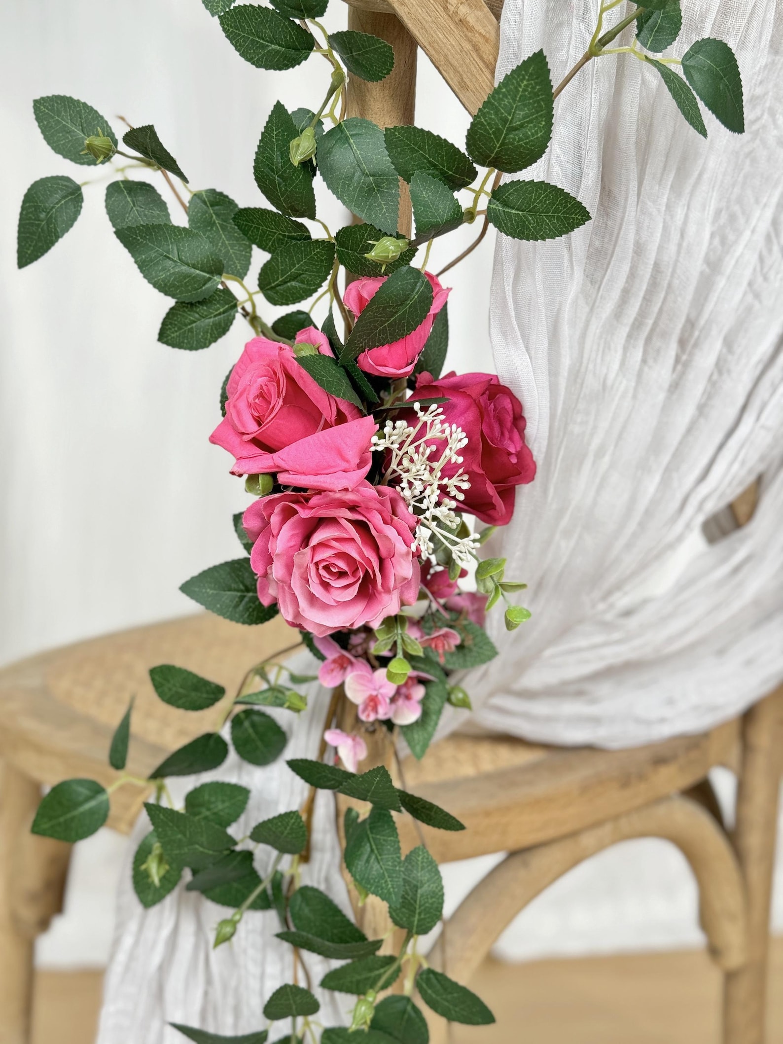 Fuchsia Rose Chair Swag, Wedding Aisle Decoration - Etsy
