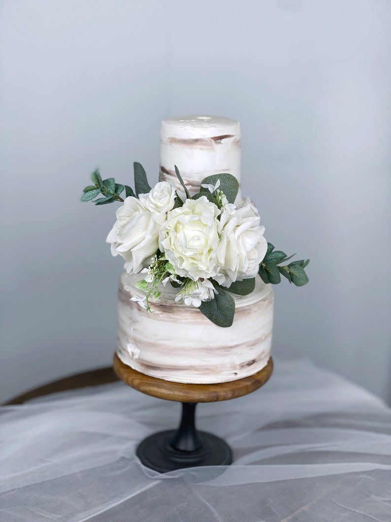 White Wedding Cake Topper Floral Cake Decoration Cake Topper - Etsy