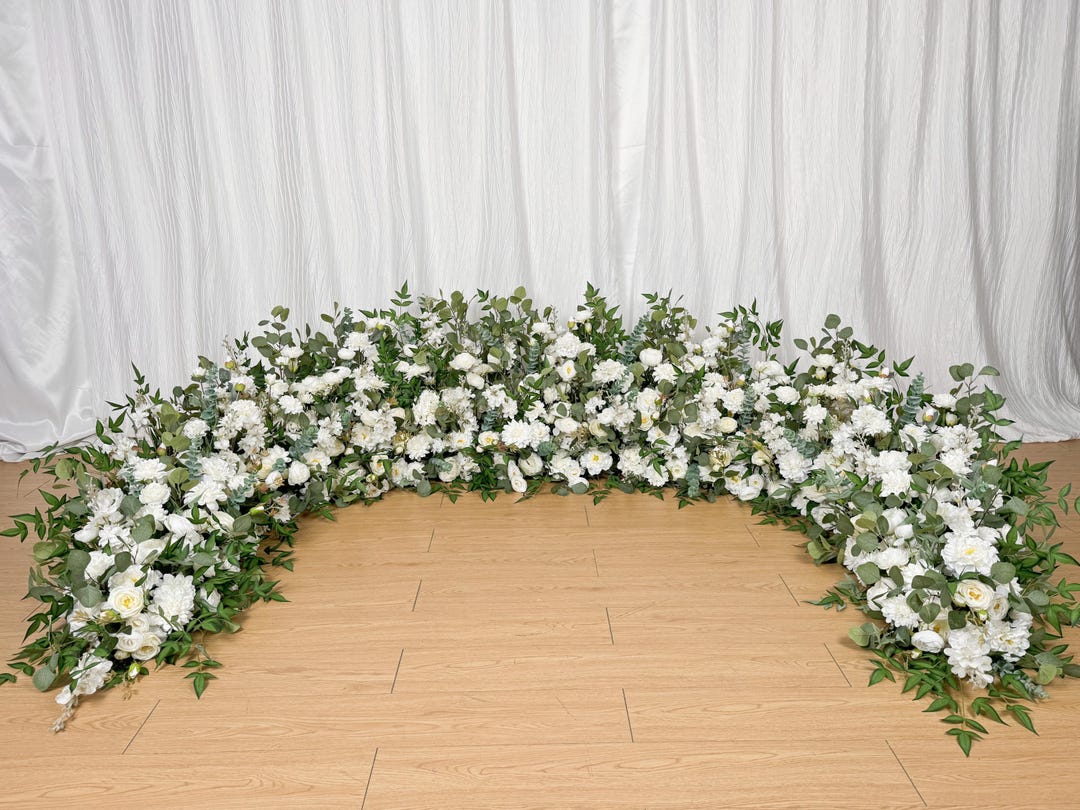 White Grounded Arch Arrangements, Boho Wedding Decor, Aisle Decoration ...
