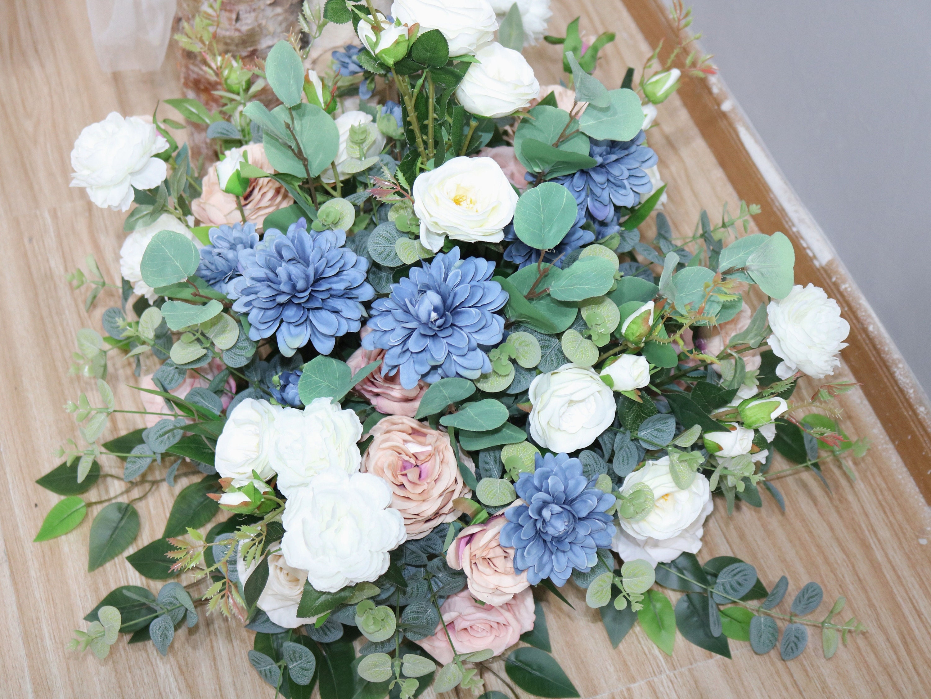 Dusty Blue and Dusty Pink Wedding Archway Flower, Dusty Blue Wedding ...