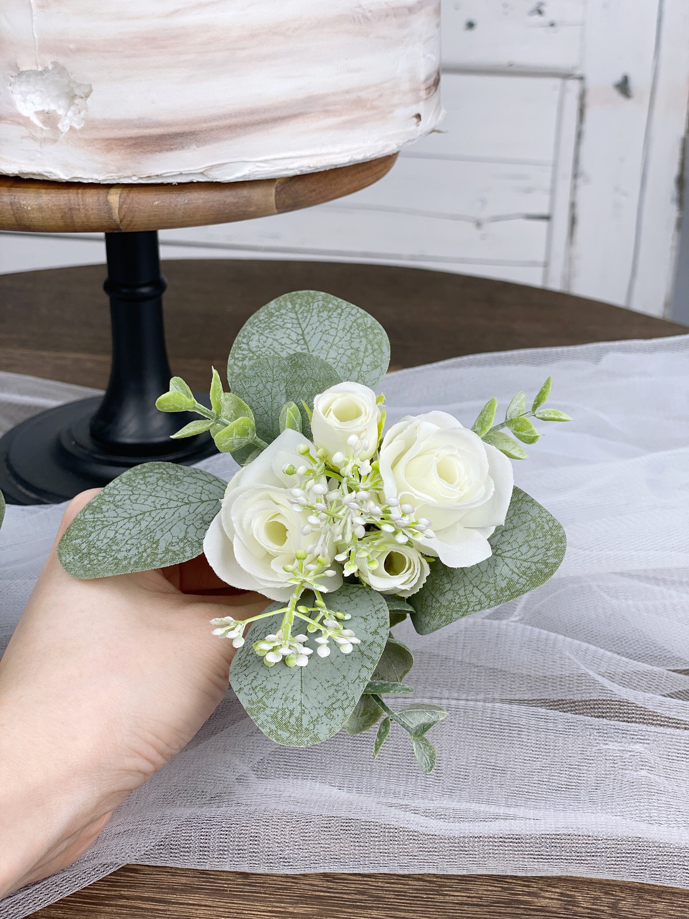 Set of 2 Wedding Cake Topper Floral Cake Decoration Cake - Etsy