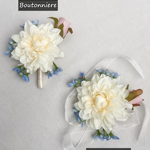 Pink & Blue Bridal Bouquet, Boho Wedding Bouquet, Wedding Flower ...