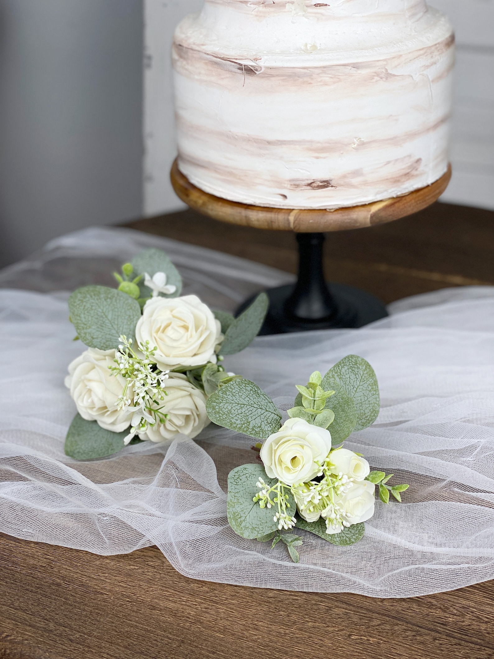 Set of 2 Wedding Cake Topper Floral Cake Decoration Cake - Etsy