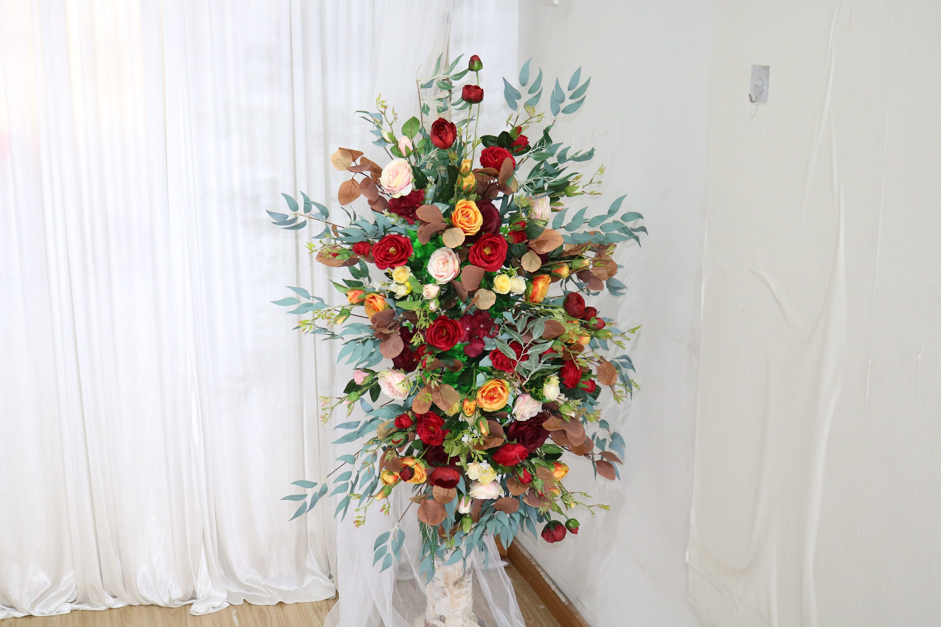 Navy Blue and Burgundy Wedding Archway Flower, Wedding Greenery Swag ...