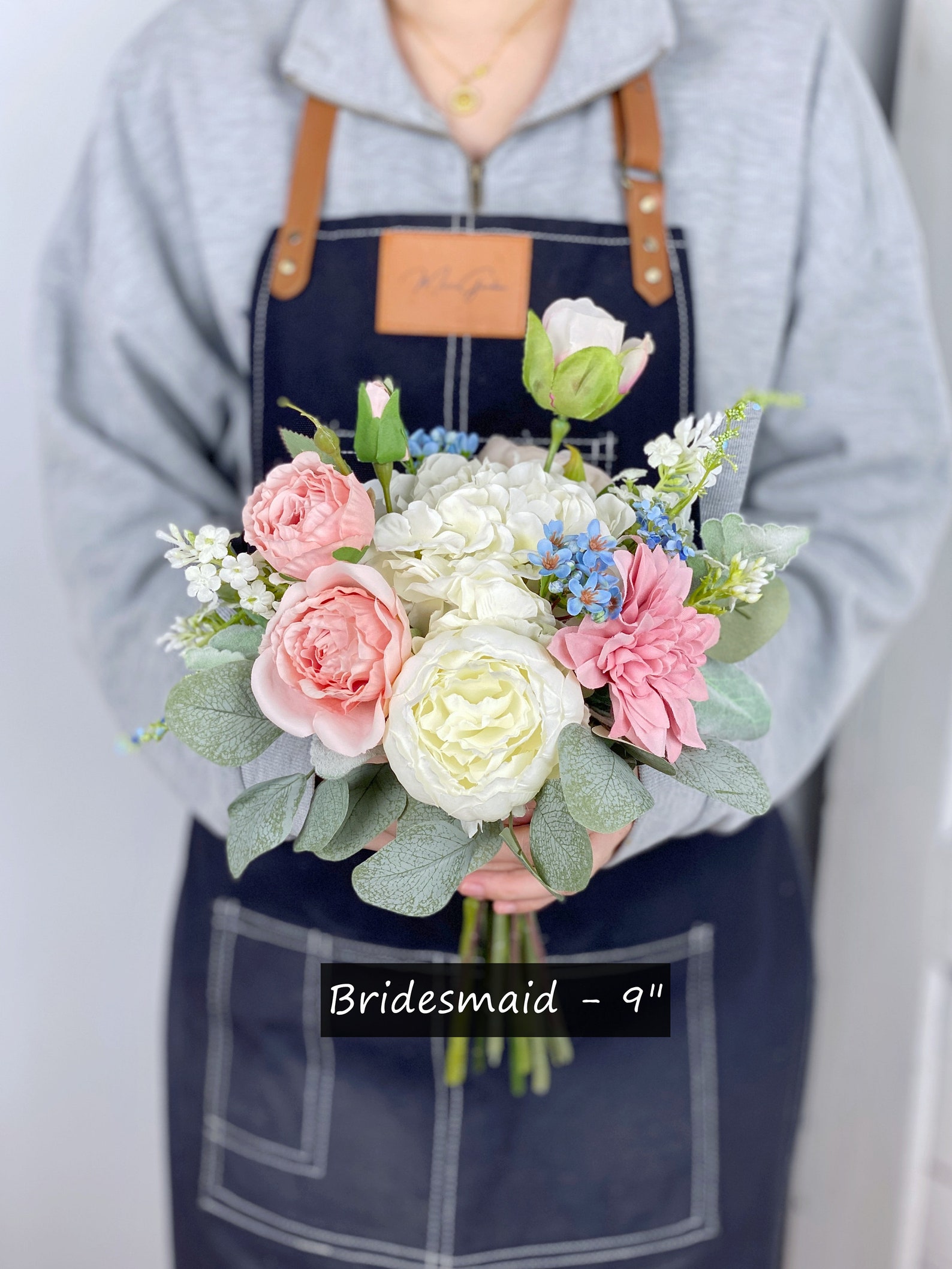 Pink & Blue Bridal Bouquet, Boho Wedding Bouquet, Wedding Flower ...