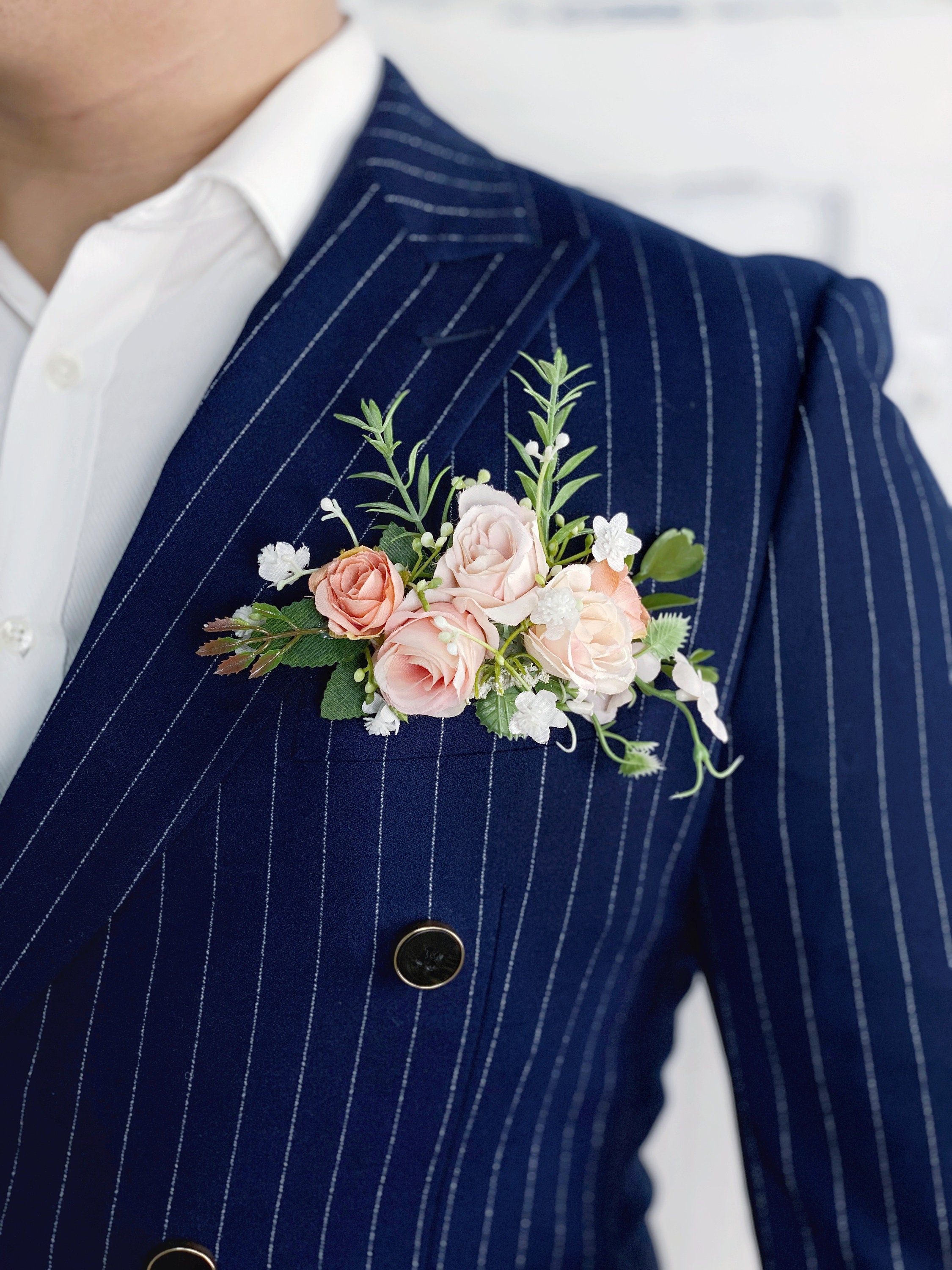 Dusty Pink Silk Flower Boutonniere, Rustic Groom Wedding Accessory ...