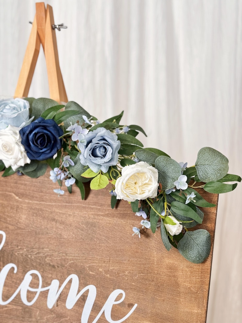 Blue Floral Swag, Wedding Welcome Sign Decor - Etsy