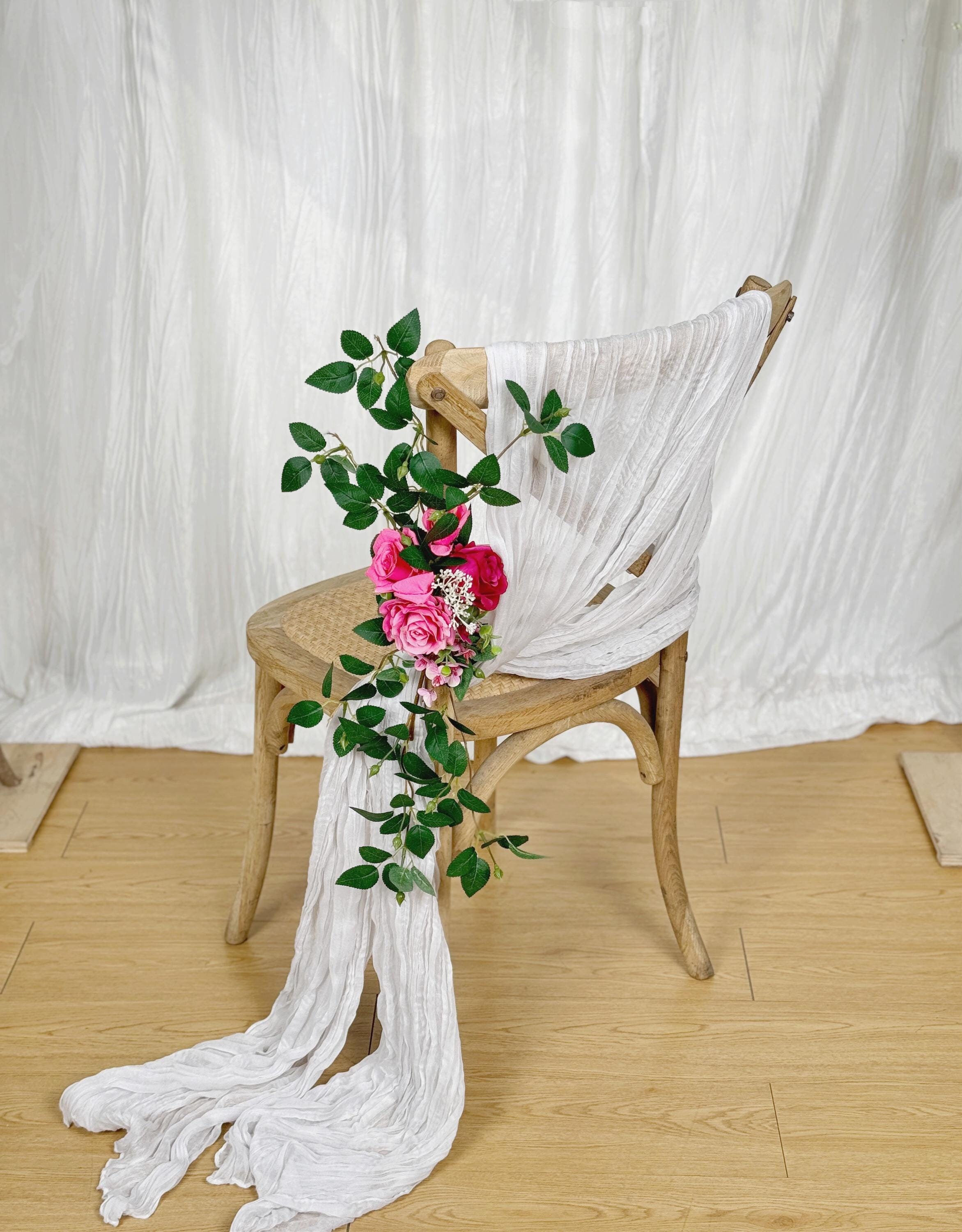 Fuchsia Rose Chair Swag, Wedding Aisle Decoration - Etsy