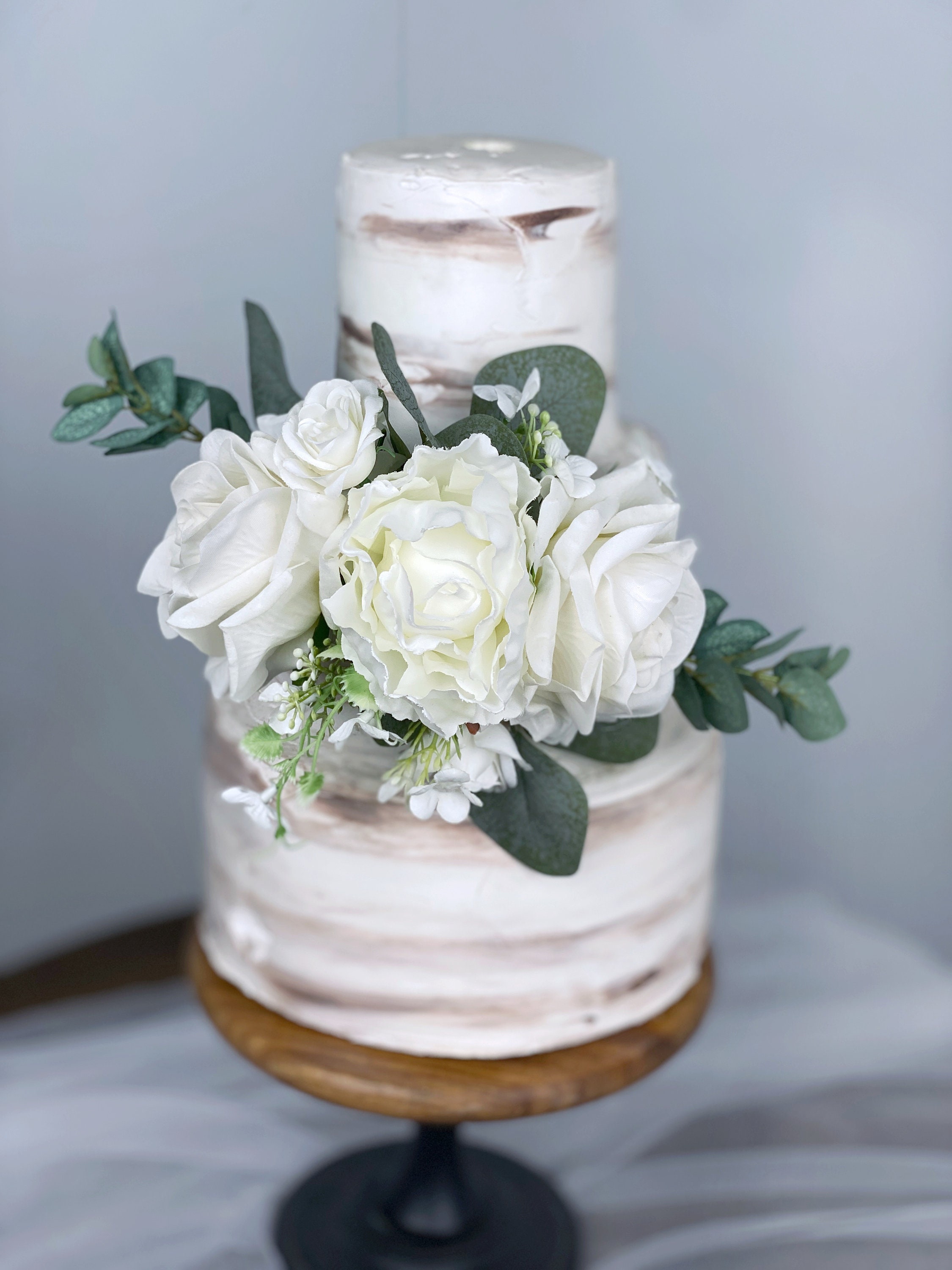 White Wedding Cake Topper Floral Cake Decoration Cake Topper - Etsy