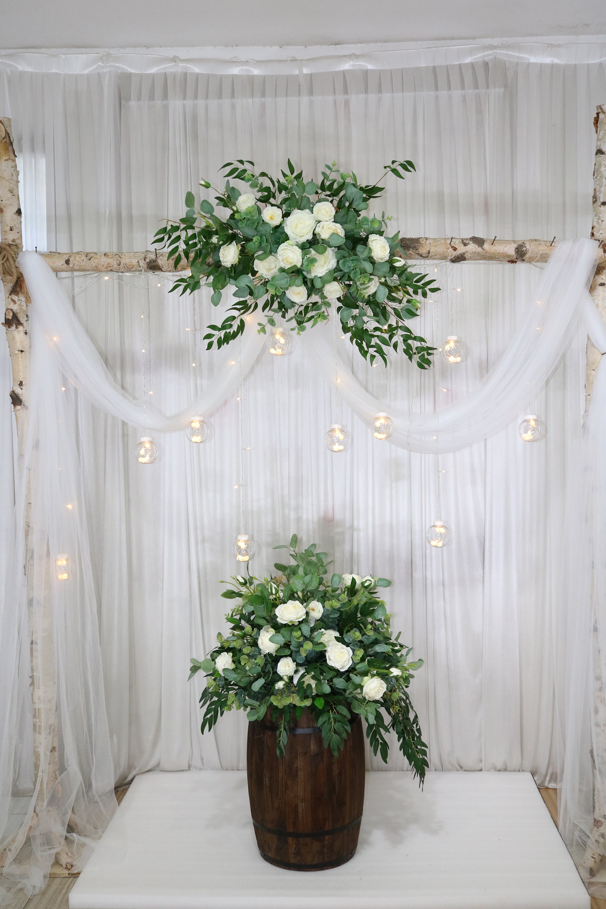 Whiskey Barrel Centerpiece White Rose Wedding Flower - Etsy