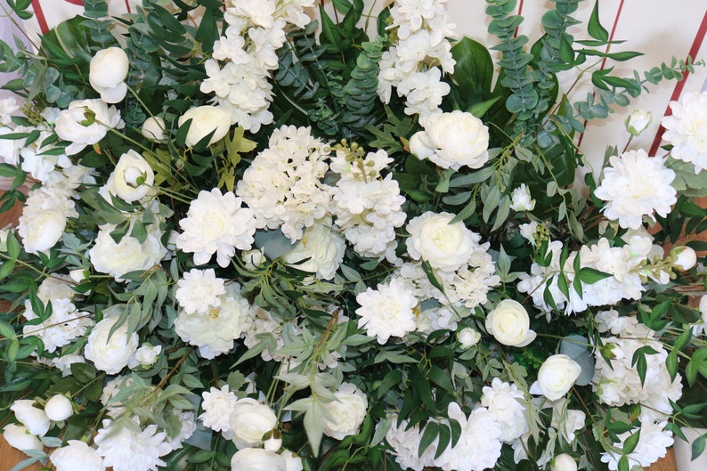 White Rose Peony Wedding Aisle Flowers, Greenery Archway Decor - Etsy