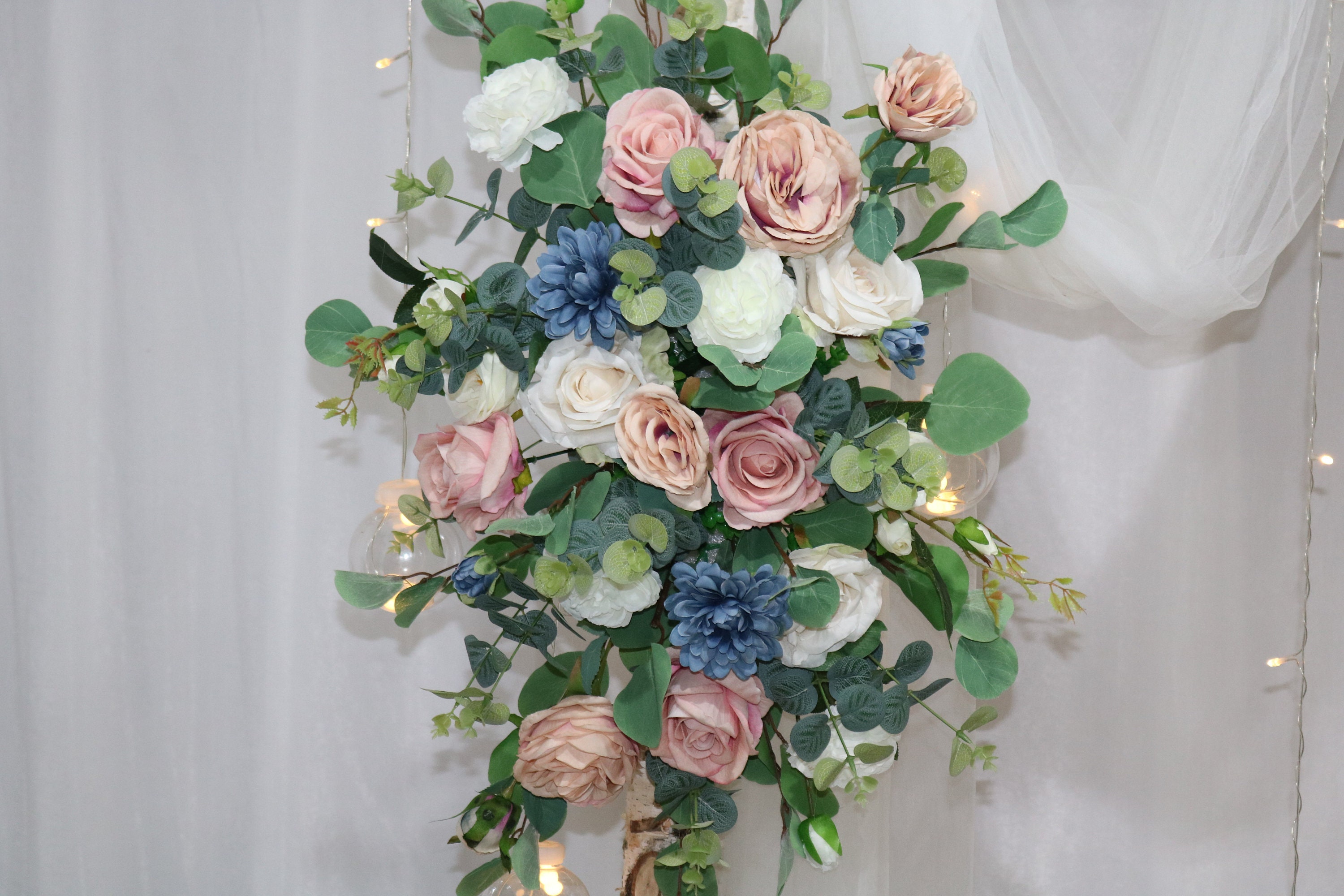 Dusty Blue and Dusty Pink Wedding Archway Flower, Dusty Blue Wedding ...