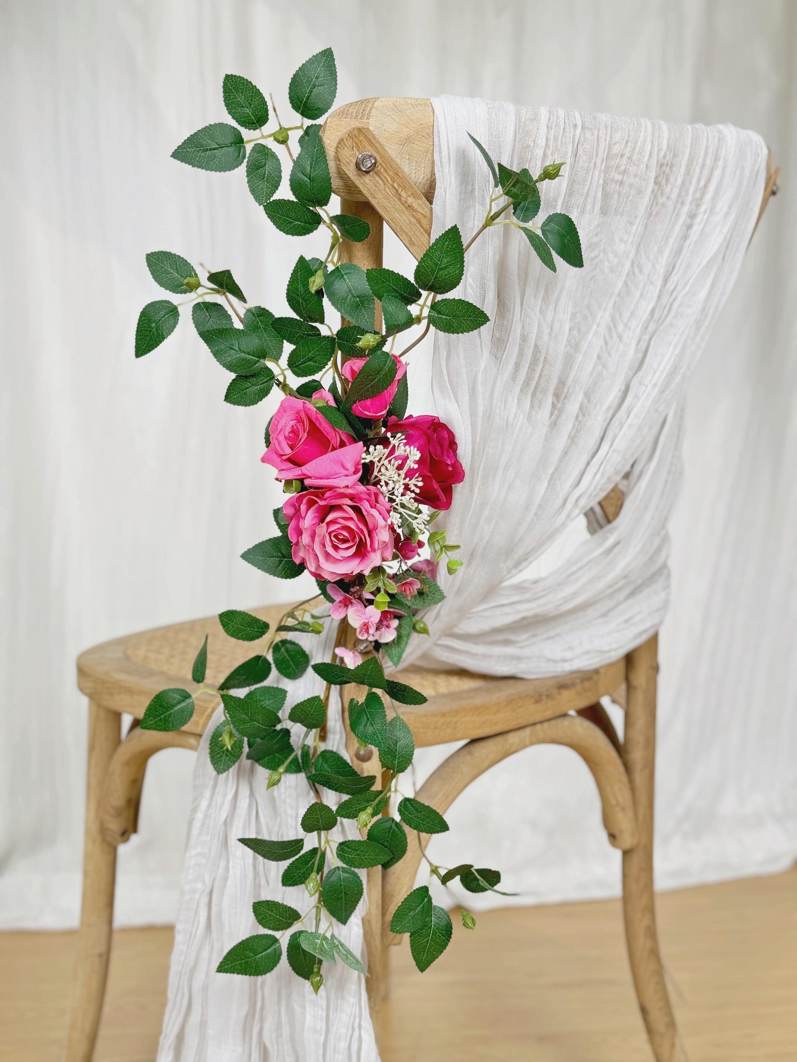 Fuchsia Rose Chair Swag, Wedding Aisle Decoration - Etsy
