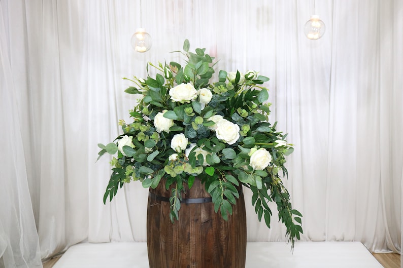 Whiskey Barrel Centerpiece White Rose Wedding Flower - Etsy