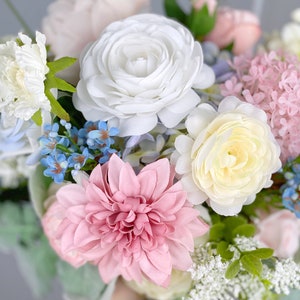 Pink & Blue Bridal Bouquet, Boho Wedding Bouquet, Wedding Flower ...